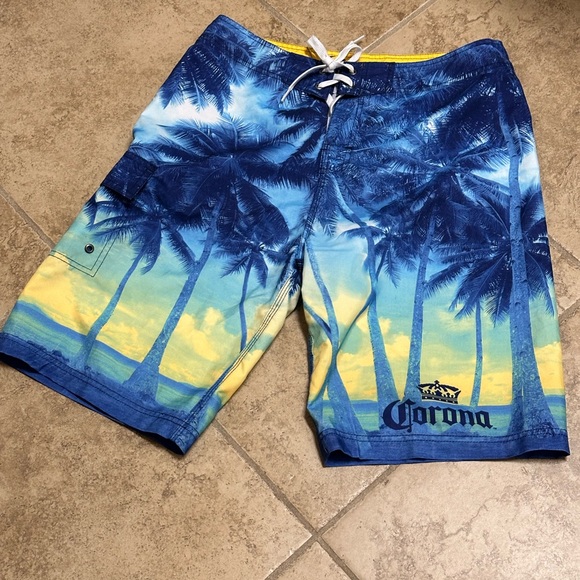Corona | Swim | Corona Beer Board Shorts Swim Trunks Crown Logo Palm ...